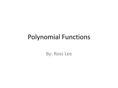 Polynomial Functions Ppt