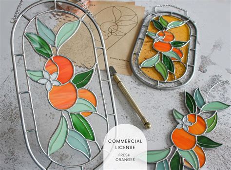 Patterns • Fresh Oranges Stained Glass Panel Patterns • Digital