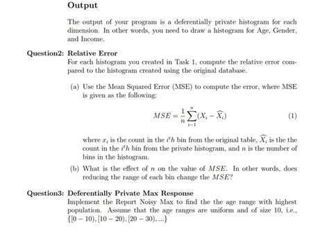 Tasks Question1 Differentially Private Histogram The