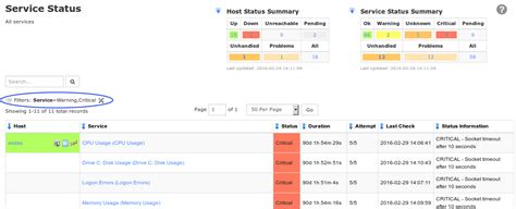 nagios xi create host and service urls with filters