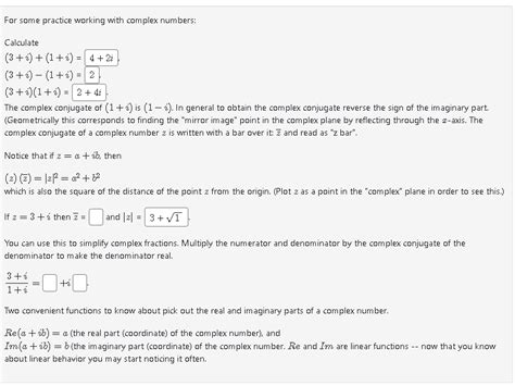Solved For some practice working with complex | Chegg.com