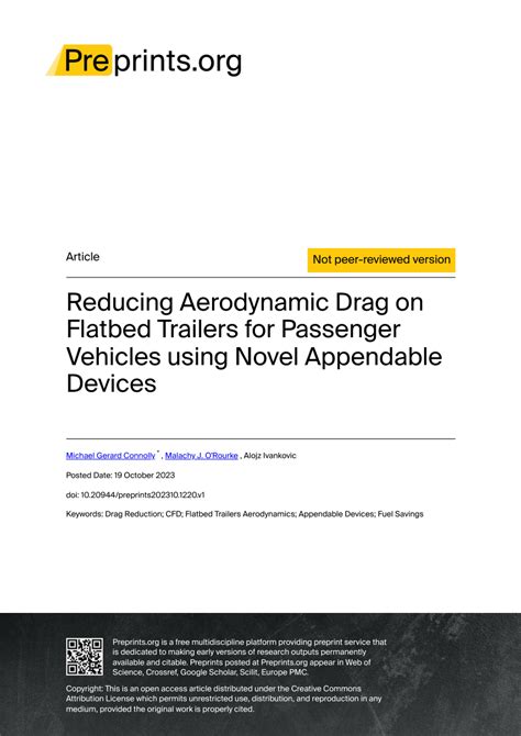 Pdf Reducing Aerodynamic Drag On Flatbed Trailers For Passenger