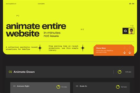 Smooth Reveal Animations Clonable By Pixeto Webflow