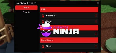 Rainbow Friends Script ESP Cheat FullBright Send Item Cheater Ninja