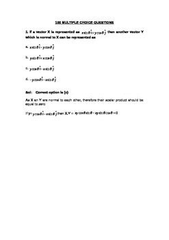 Multiple Choice Physics Questions Set Study Aid Handout TPT