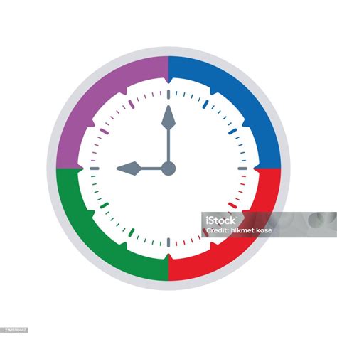 Analog Clock Concept With Arrow Sign Four Colored Analog Clock Symbol