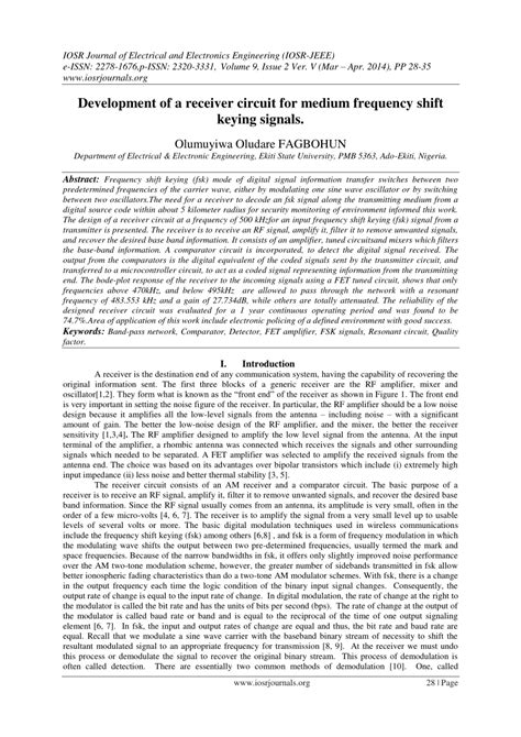PDF Development Of A Receiver Circuit For Medium Frequency Shift Keying Signals