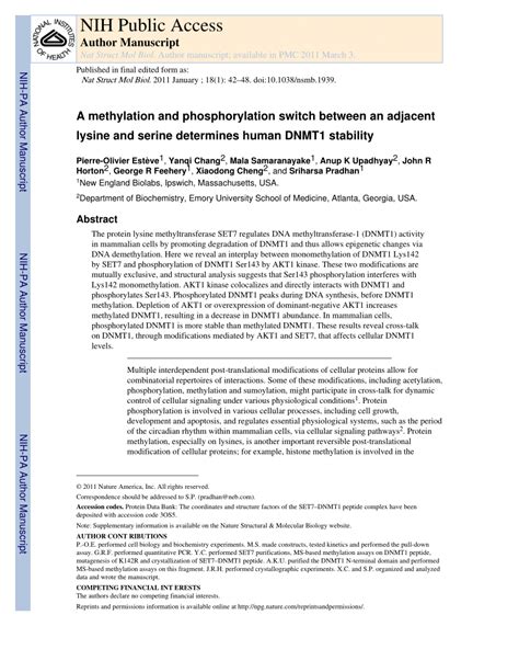 Pdf A Methylation And Phosphorylation Switch Between An Adjacent