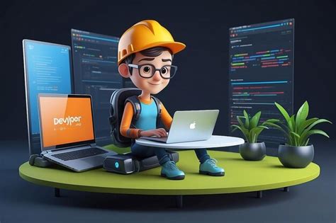 Premium Photo Cartoon 3d Character Developer Designer Working On