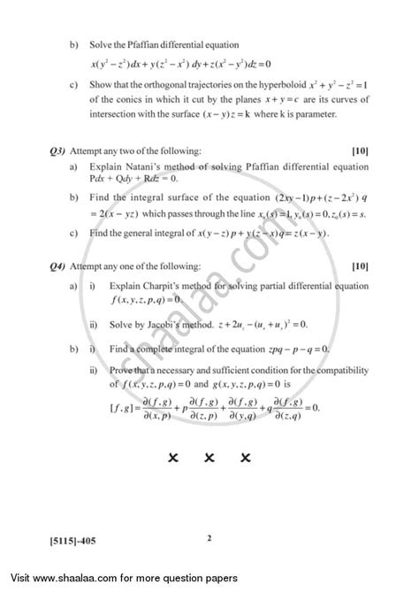 Partial Differential Equations 2016 2017 B Sc Mathematics Semester 6 Tybsc 2013 Pattern