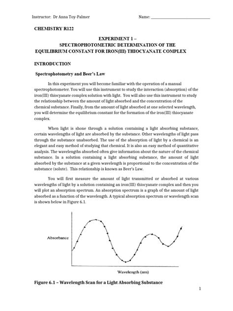 Experiment 1 Pdf Absorbance Spectrophotometry