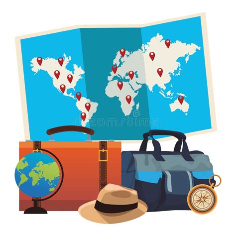 Travel Elements And Item Stock Vector Illustration Of Concept 135448509