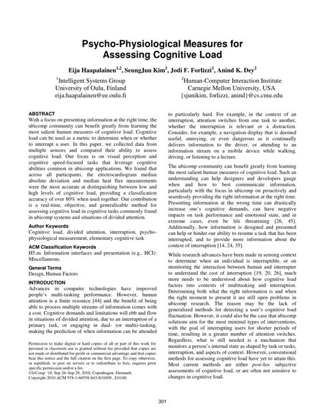 Pdf Psycho Physiological Measures For Assessing Cognitive Load