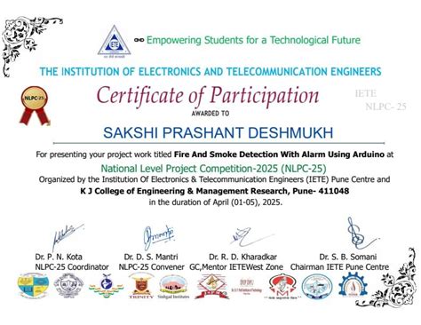 iete nlpc25 arduino innovation electronics firesafety techforgood… sakshi deshmukh