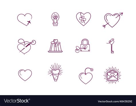 Set Of Romantic Doddles Royalty Free Vector Image