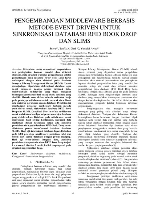 Pdf Pengembangan Middleware Berbasis Metode Event Driven Untuk