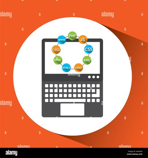 programming languages notebook computer digital vector illustration eps