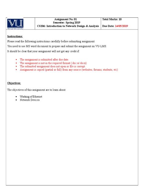 assignment no 01 semester spring 2019 cs206 introduction to network