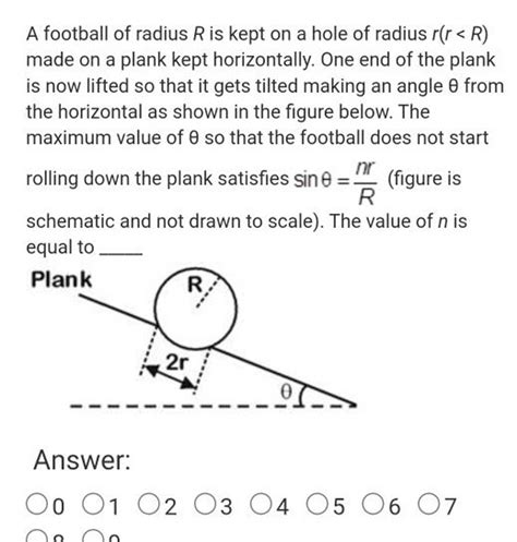 a football of radius r is kept on a hole of radius r r