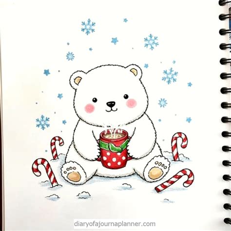 Easy Christmas Polar Bear Drawing Ideas