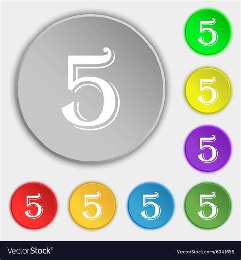Number Five Icon Sign Symbols On Eight Flat Vector Image