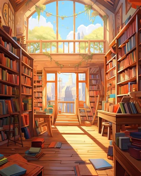 Premium Ai Image A School Library With Shelves Overflowing With Books