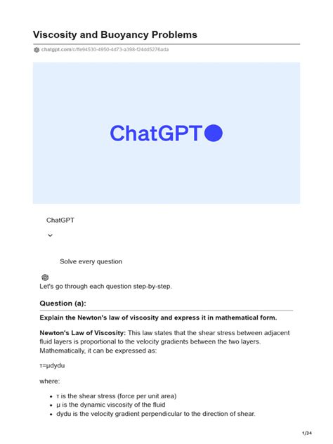 Viscosity And Buoyancy Problems Pdf Fluid Dynamics Buoyancy