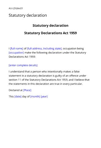 Statutory Declaration Template With Completed Examples