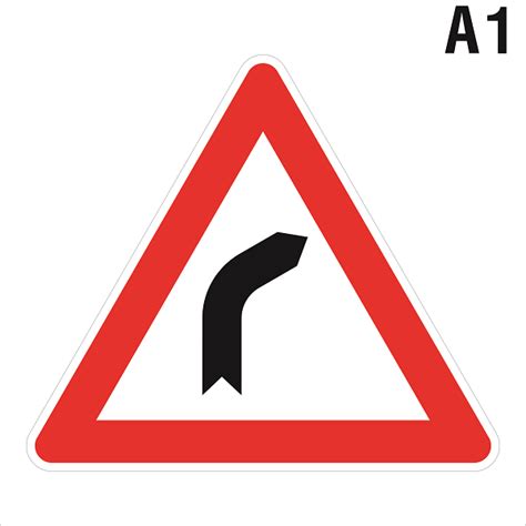 Пътен знак A1 опасен завой на дясно Пътна сигнализация Пътни знаци Производство Доставка и