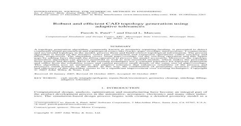Robust And Efficient Cad Topology Generation Using Adaptive Tolerances