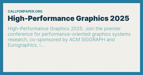 High Performance Graphics 2025