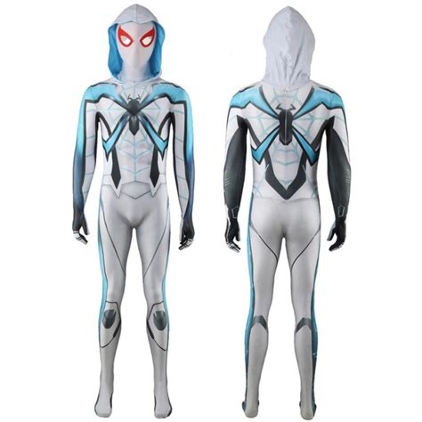 Spider Man 2 Spider Man White Evolved Suit Costume Bodysuit Hood Spider Man White Evolved Suit