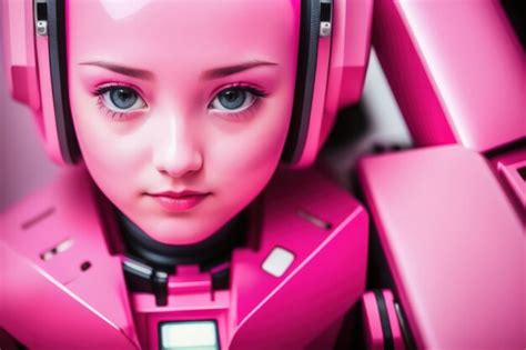 Premium Ai Image Cute Pink Android Robot Generative Ai