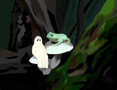 11x85 Digital Ghost Art Print Tiny Frog Spooky Halloween Etsy