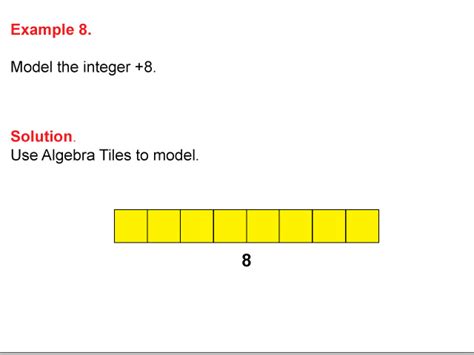 Math Example Modeling Integers Using Algebra Tiles Example 8 Media4math