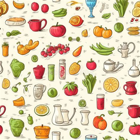 Seamless Texture With Vegetables And Fruits Stock Illustration