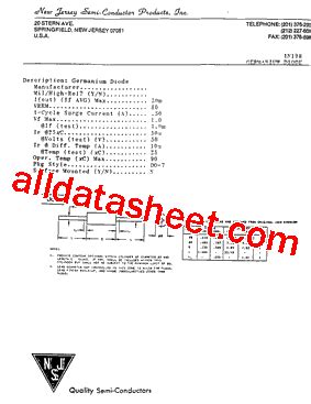 1N198 Datasheet(PDF) - New Jersey Semi-Conductor Products, Inc.