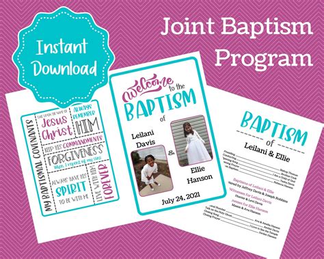 Joint Girl Baptism Program - Latter Day Saint Baptism - Customizable Template - Instant Download ...