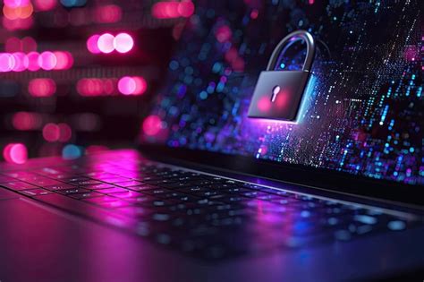 Premium Photo A Laptop Screen Displaying A Glowing Padlock Symbol