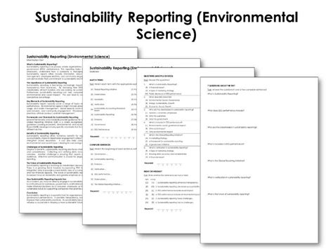 Sustainability Reporting Environmental Science Teaching Resources