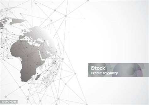 글로벌 네트워크 연결입니다 세계 지도 포인트와 라인 구성의 개념은 글로벌 비즈니스 벡터 일러스트 레이 션 3차원 형태에 대한