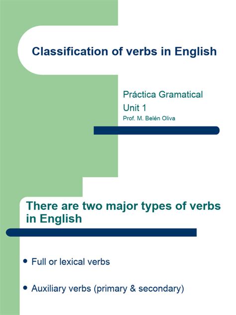 Classification Of Verbs In English Pdf Verb Semantics