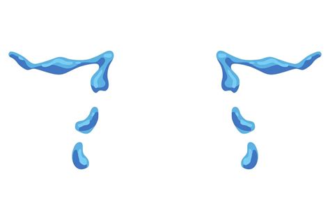 만화 눈물 방울 아이콘 슬픔 울음 스트림 눈물 덩어리 우는 유체 떨어지는 푸른 물 방울 슬픈 캐릭터 울음 표현을 위한 격리된 벡터 젖은 슬픔 방울 프리미엄 벡터