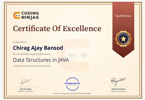 Chirag Bansod On Linkedin Topperformer Datastructures Java
