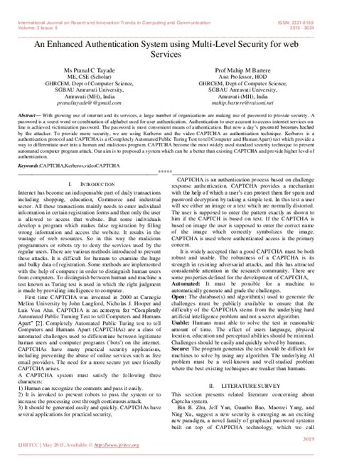 Pdf An Enhanced Authentication System Using Multi Level Security For