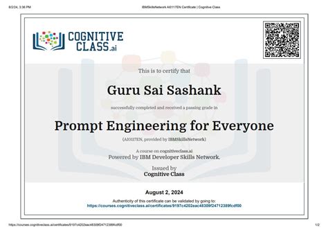 Promptengineering Ai Cognitiveclass Ibmdeveloperskillsnetwork D Guru Sai Sashank
