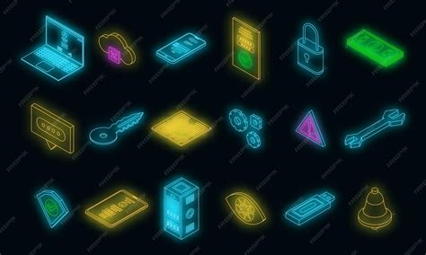 Premium Vector Multifactor Authentication Icons Set Vector Neon