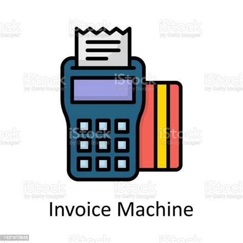 송장 기계 벡터 채워진 윤곽선 아이콘 디자인 그림입니다 화이트 백그라운드 Eps 10 파일에 은행 및 지불 기호 고객에 대한 스톡 벡터 아트 및 기타 이미지 Istock