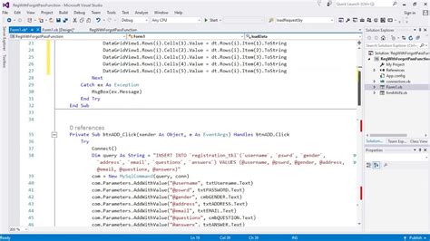 Vbnet Crud Operation With Forgot Password Function In Datagridview As Requested Youtube