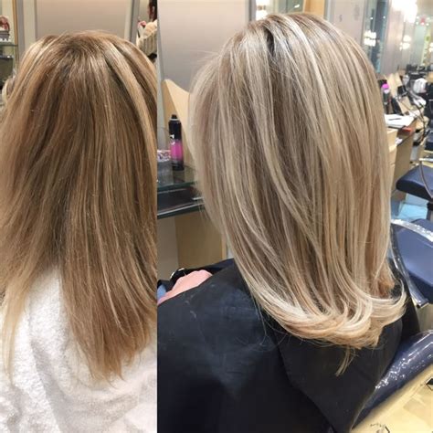Blonde Highlights Covering Grey Lowlights On Blonde Hair Before And